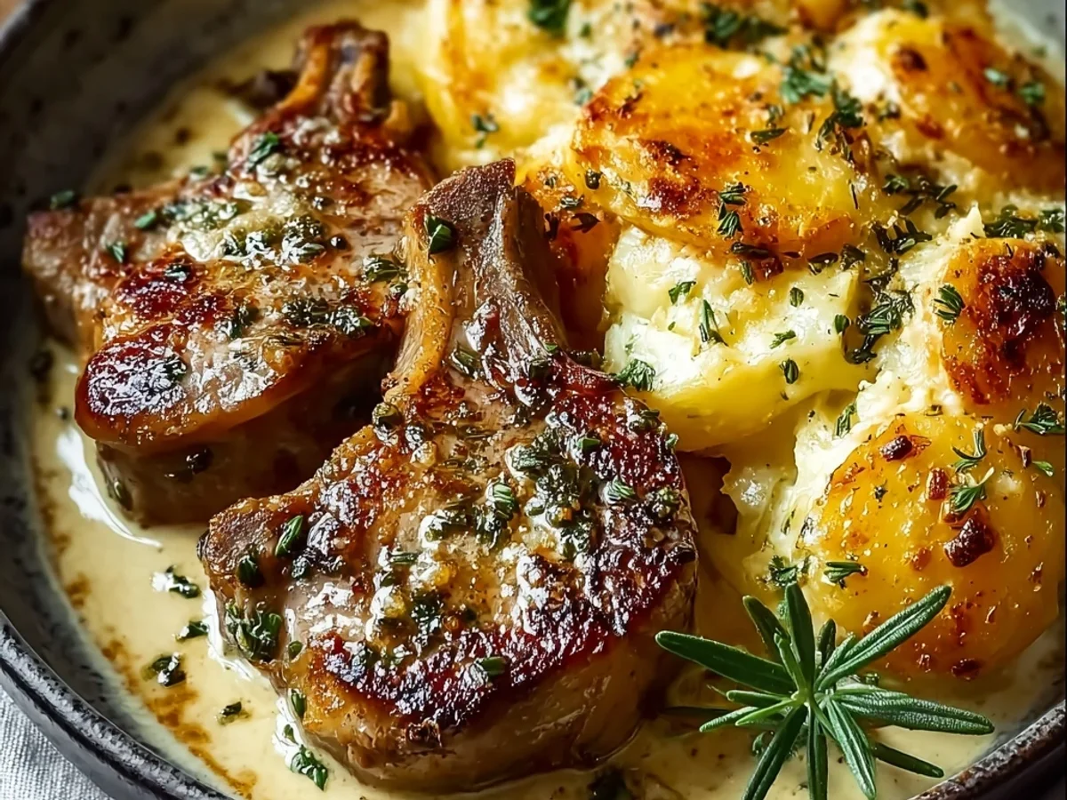 Garlic Butter Lamb Chops & Cheesy Potato Bake Dinner - Recipes By Megan